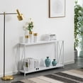 FCH Sofa Side Table, Console Table for Entryway, White, MDF Metal, 47.2 ...