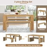 3-Piece Simple Dining Set, Farmhouse Style Dining Table and 2 Benches ...