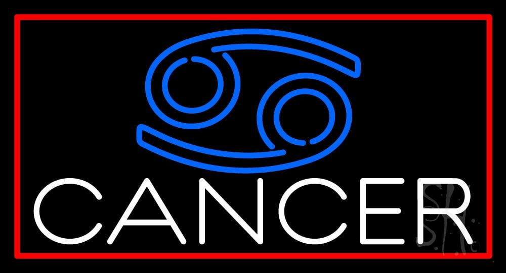Zodiac Cancer Red Border LED Neon Sign 20" Tall x 37" Wide - inches ...