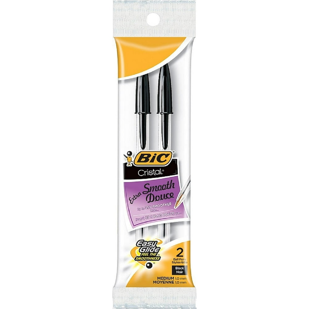 Bic Cristal Medium Ballpoint Pens, Black Ink 2 ea (Pack of 3) - Walmart ...