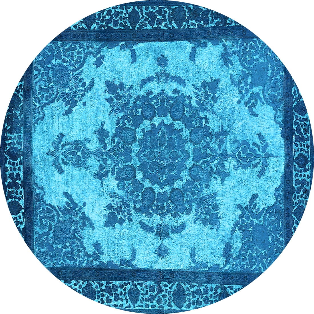 Ahgly Company Indoor Round Oriental Light Blue Industrial Area Rugs, 8 ...