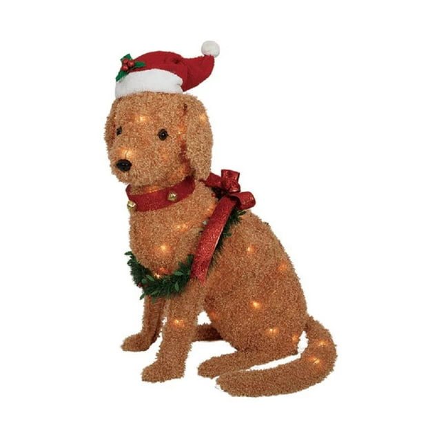 36 Inch Tall - Pre-Lit Indoor/Outdoor Golden Dog Christmas Decoration ...