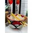 Colorful Oriental Fans Ramen Noodles Soup 5"D Bowl With Chopsticks Set ...