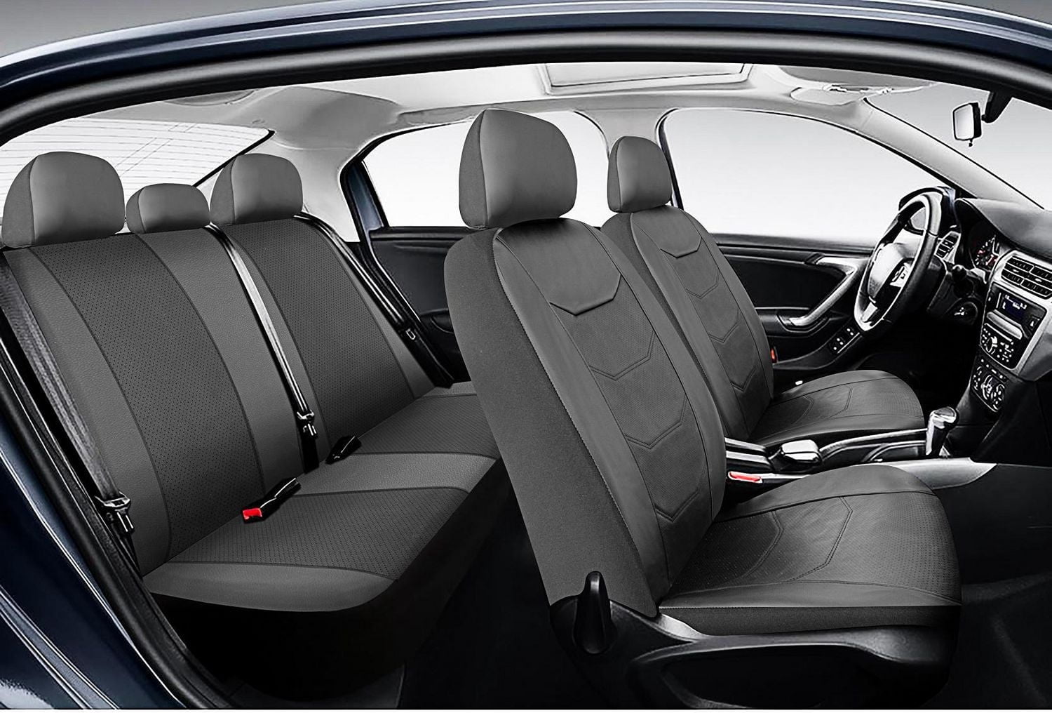 AUTO DRIVE 3-PIECE Faux Leather Car Seat Cover Full Set For Front and ...
