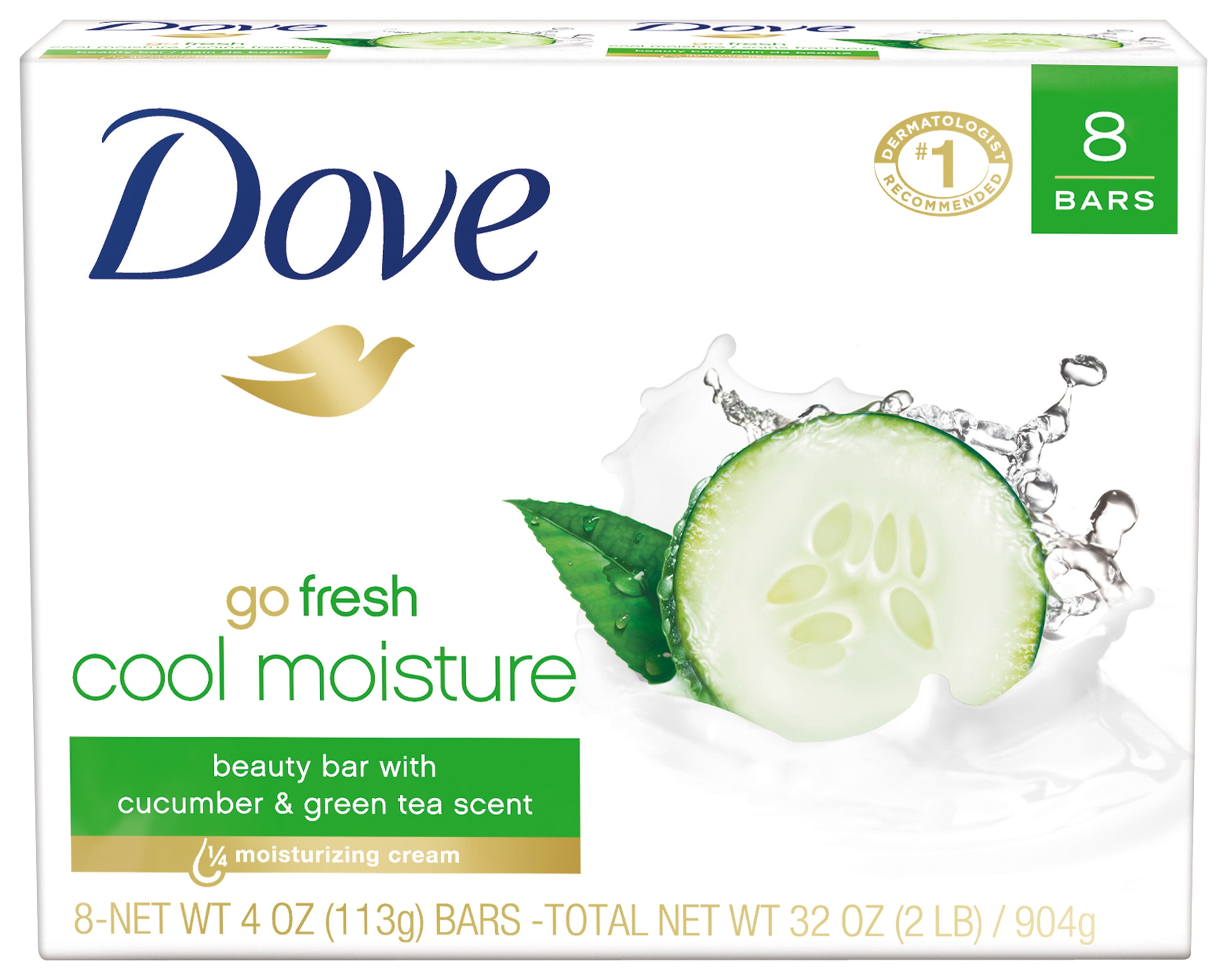 Dove Cool Moisture Beauty Bar Soap Cucumber And Green Tea 8pk 3 75oz