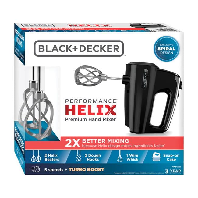 Black Plus Decker Helix Performance Black & Silver 5 Speed Hand Mixer ...