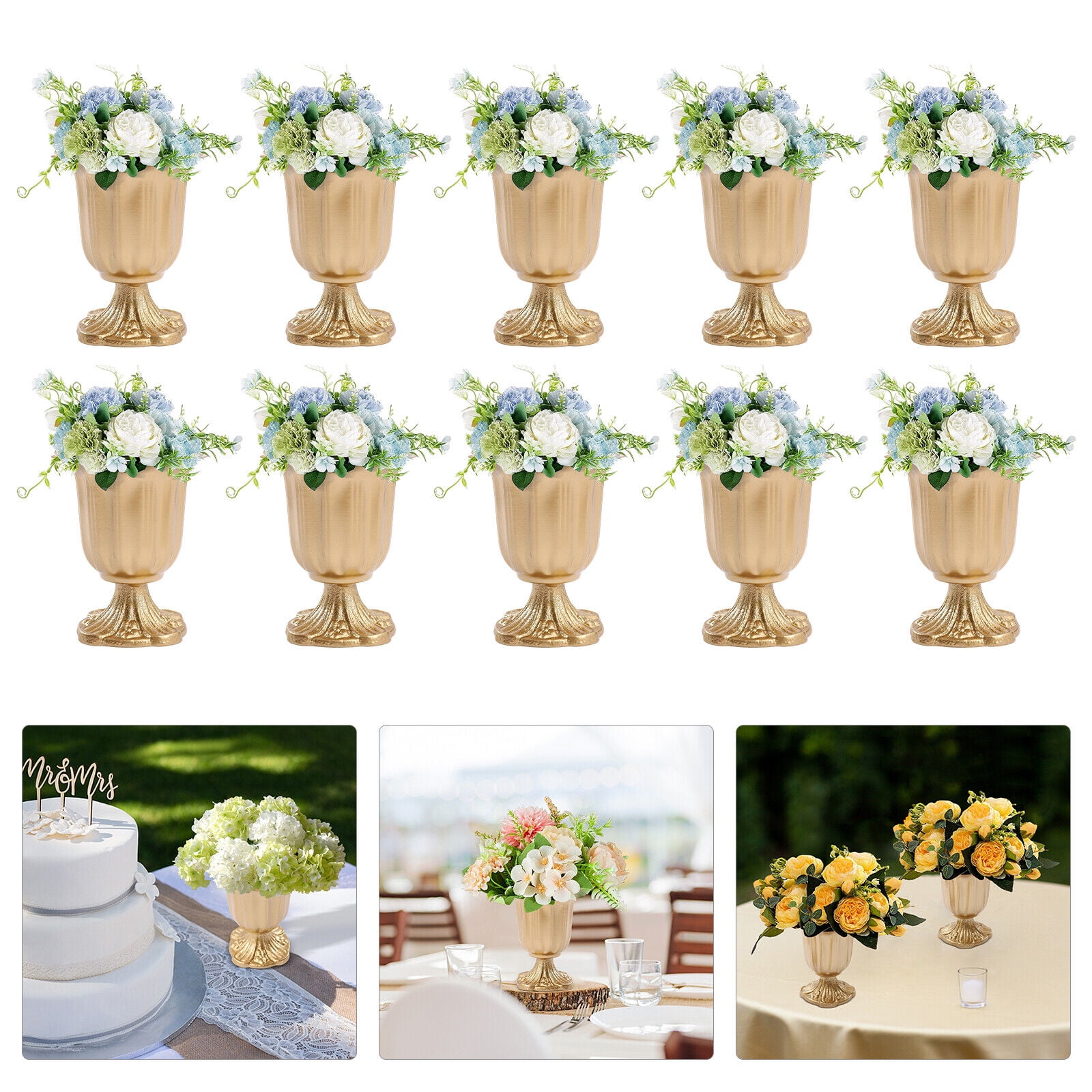10pcs Trumpet Vases Centerpieces Wedding Flower Vases Metal Flower ...