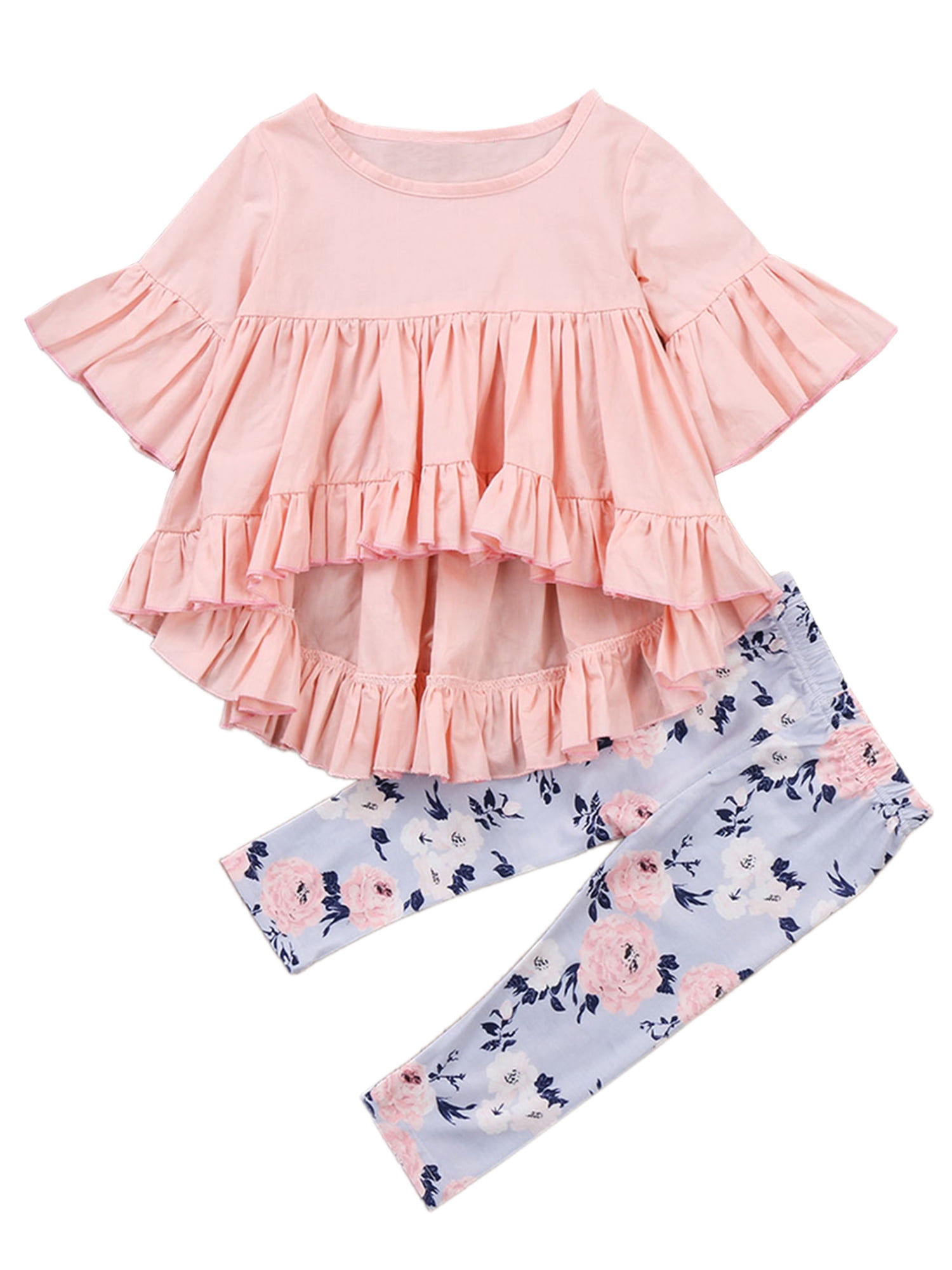 Bilo Sweet Baby Girl Ruffles Blouse Top and Floral Print Legging Pants ...