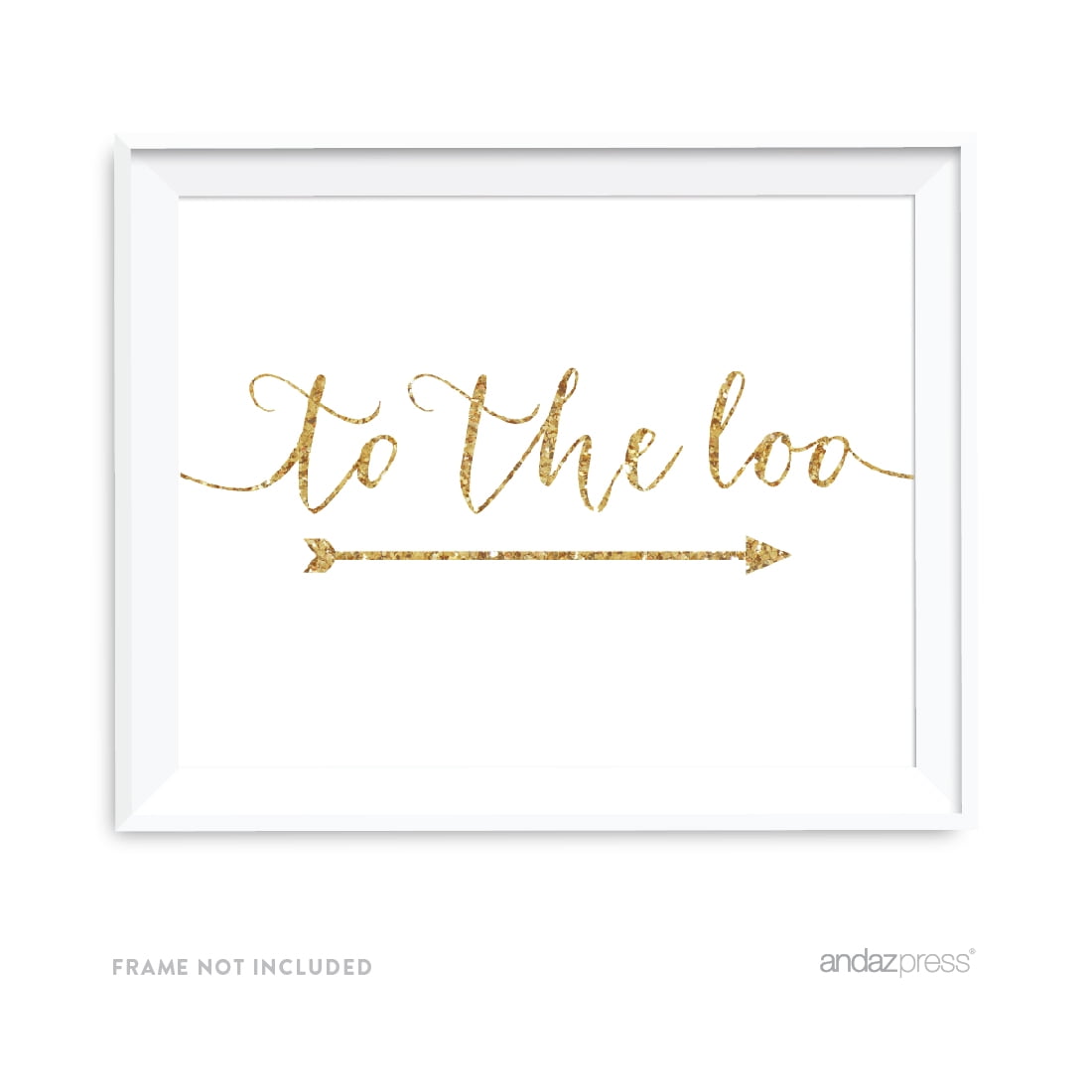 To The Loo Gold Faux Glitter Wedding Party Directional Signs, Double ...