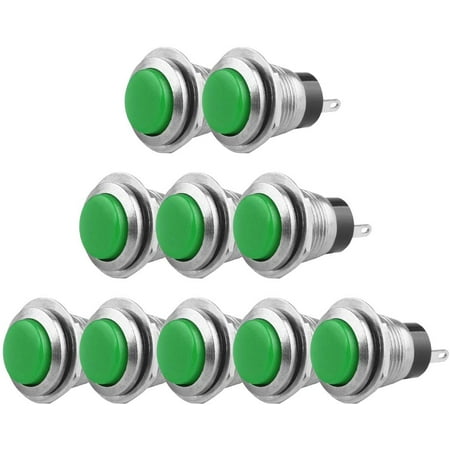 HSD Push Button Switch 2 Pin Momentary Round Button Switch, Mounting Hole 12mm,10 Pieces ANKG-11 ...