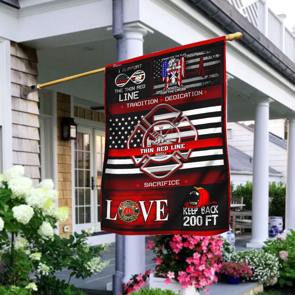 FLAGWIX American House Flag (29.5" x 39.5") - Thin Red Line Firefighter ...