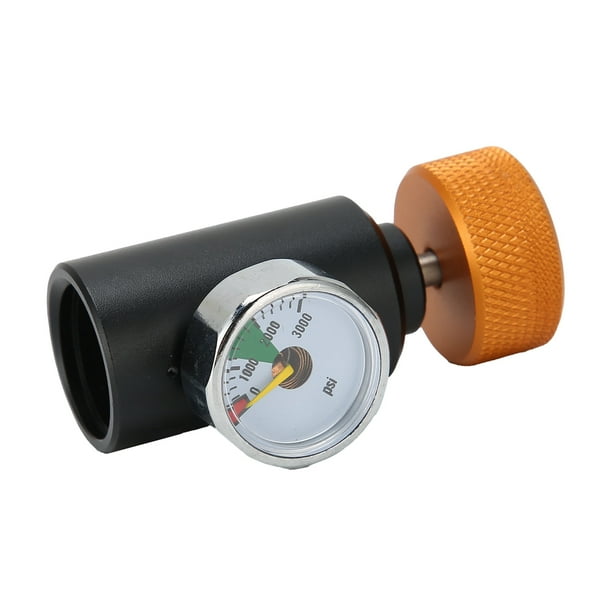 CO2 Refill Adapter, Acouto Refill Adapter Connector Valve ASA With 3000psi Pressure Gauge Soda ...