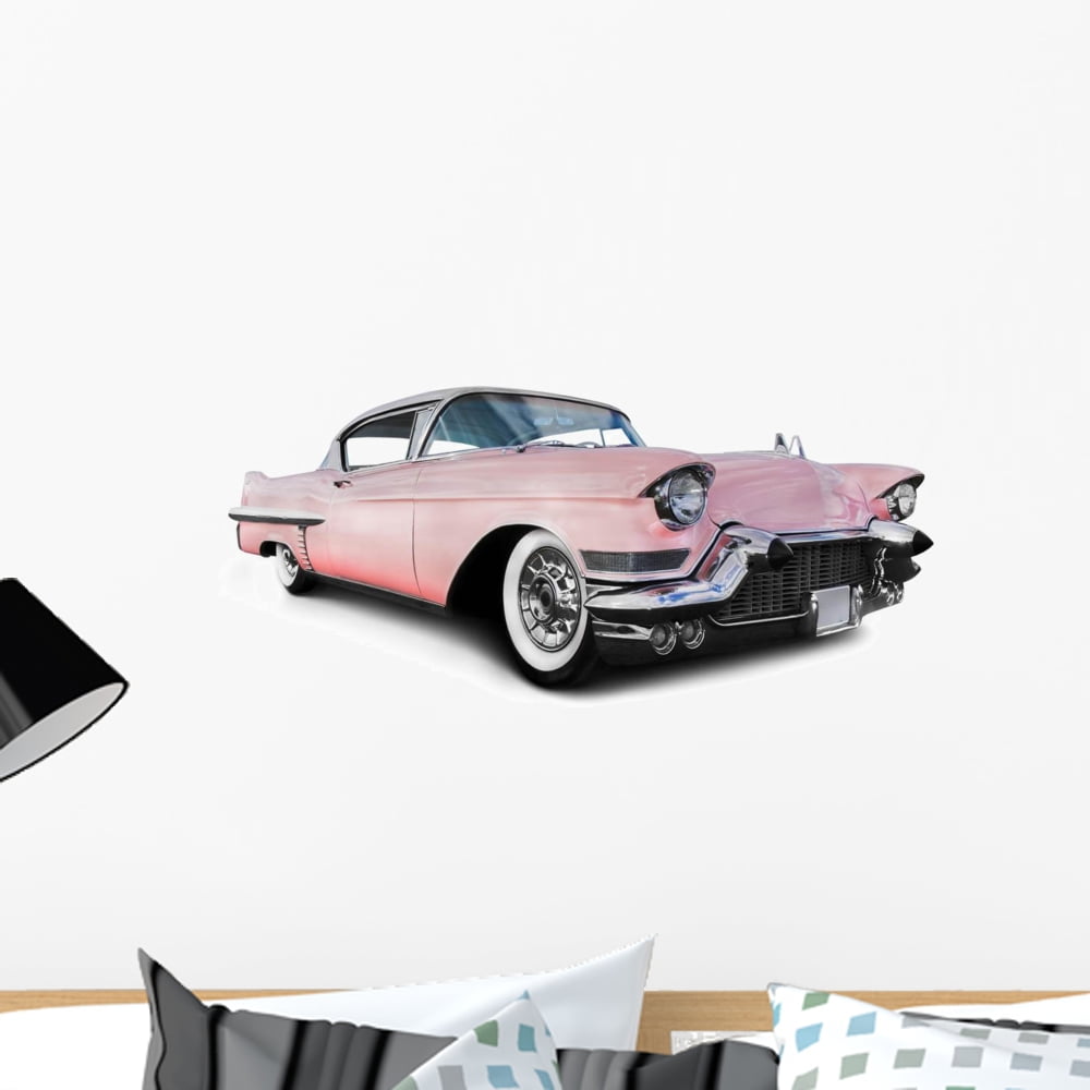 Pink Cadillac Wall Decal by Wallmonkeys Peel and Stick Graphic (24 in W ...
