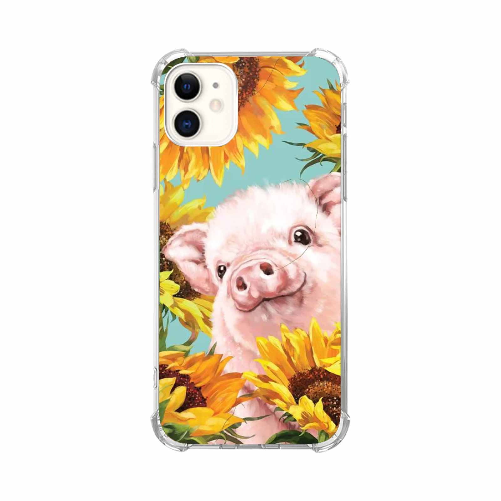 Sunflower Pig Case for iPhone 12,Aesthetic Art Design Pattern Soft TPU ...