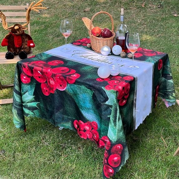 Christmas Table Cloth Square - 60x60 inch - Water Resistant Holiday ...