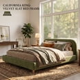 California King Size Upholstered Bed Frame With Velvet Fabric And Curve ...