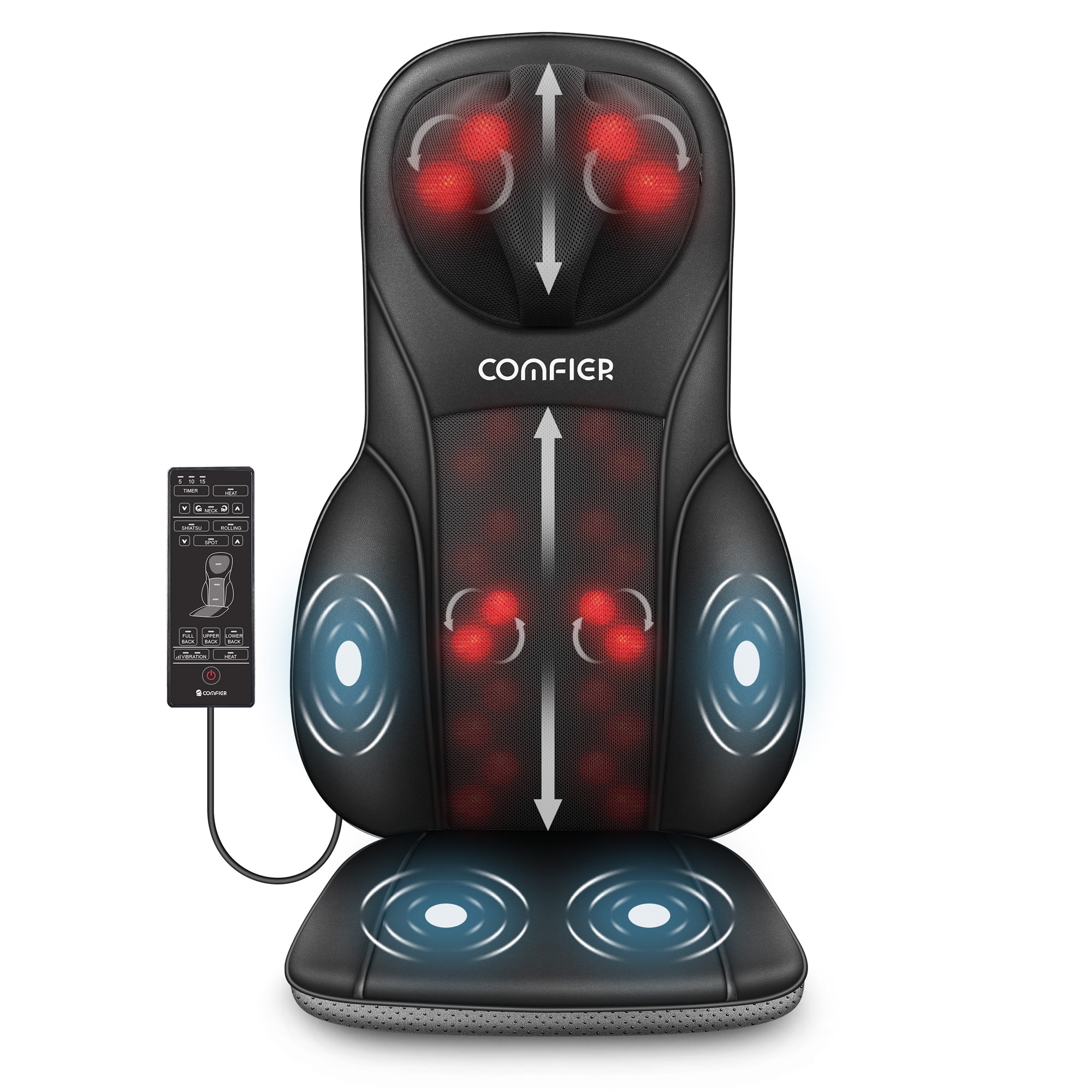 COMFIER Shiatsu Neck & Back Massager with Heat, Height Adjustable ...