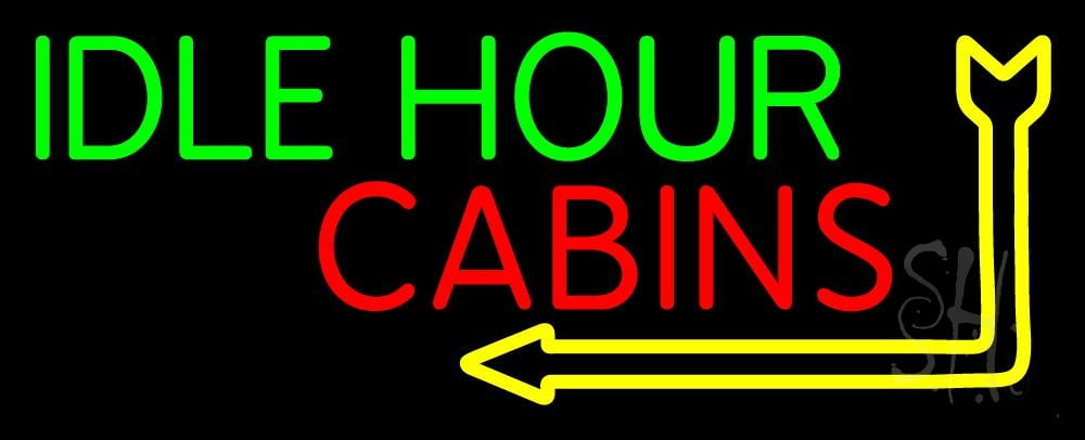 Idle Hour Cabins 1 LED Neon Sign 10" Tall x 24" Wide - inches Black ...