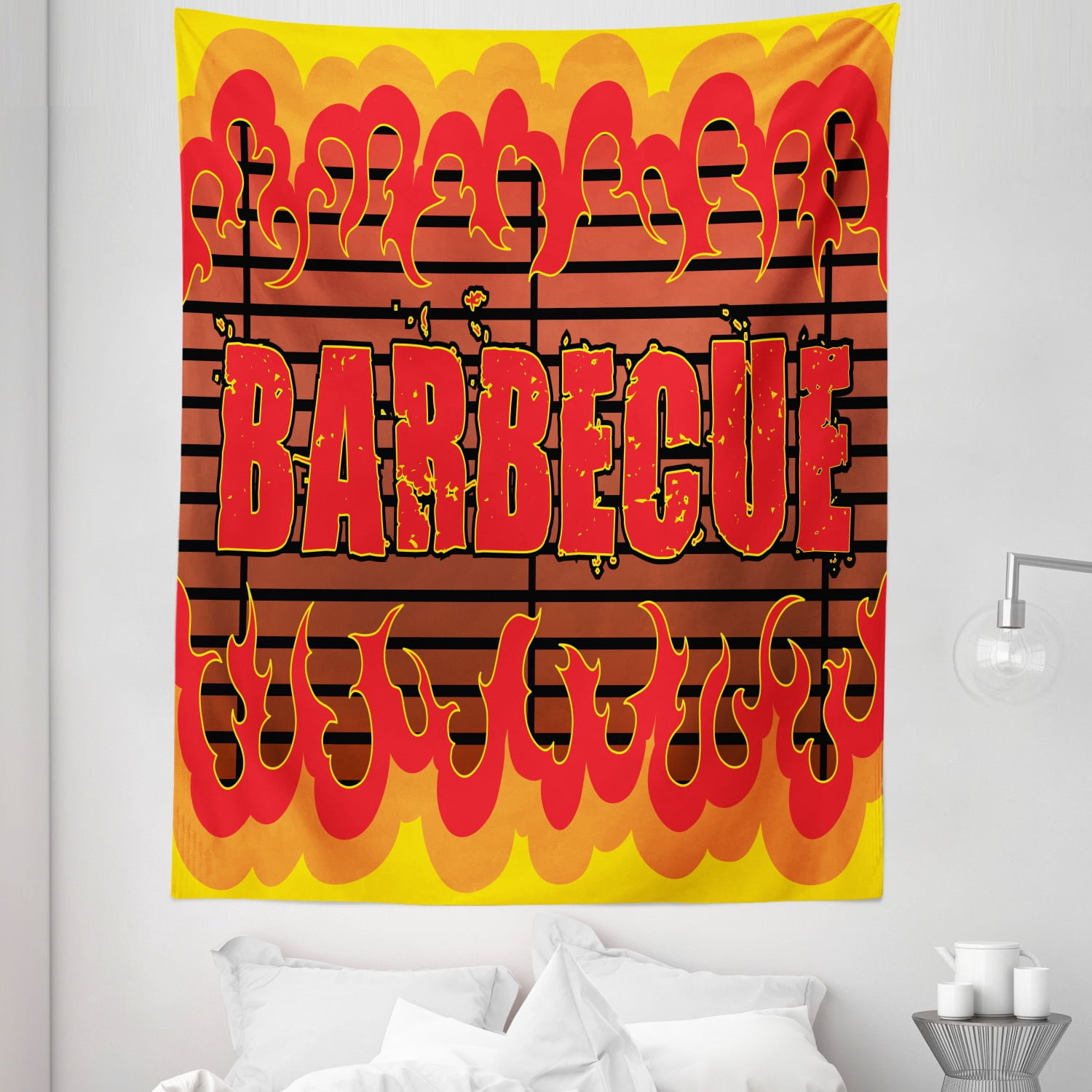 BBQ Tapestry, Barbecue Lettering in Grill Theme Backyard Picnic Party ...