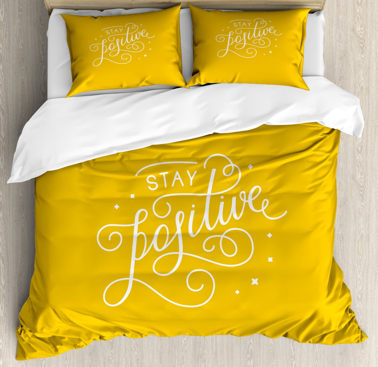Positive Energy Duvet Cover Set Queen Size, Motivational Phrase in ...