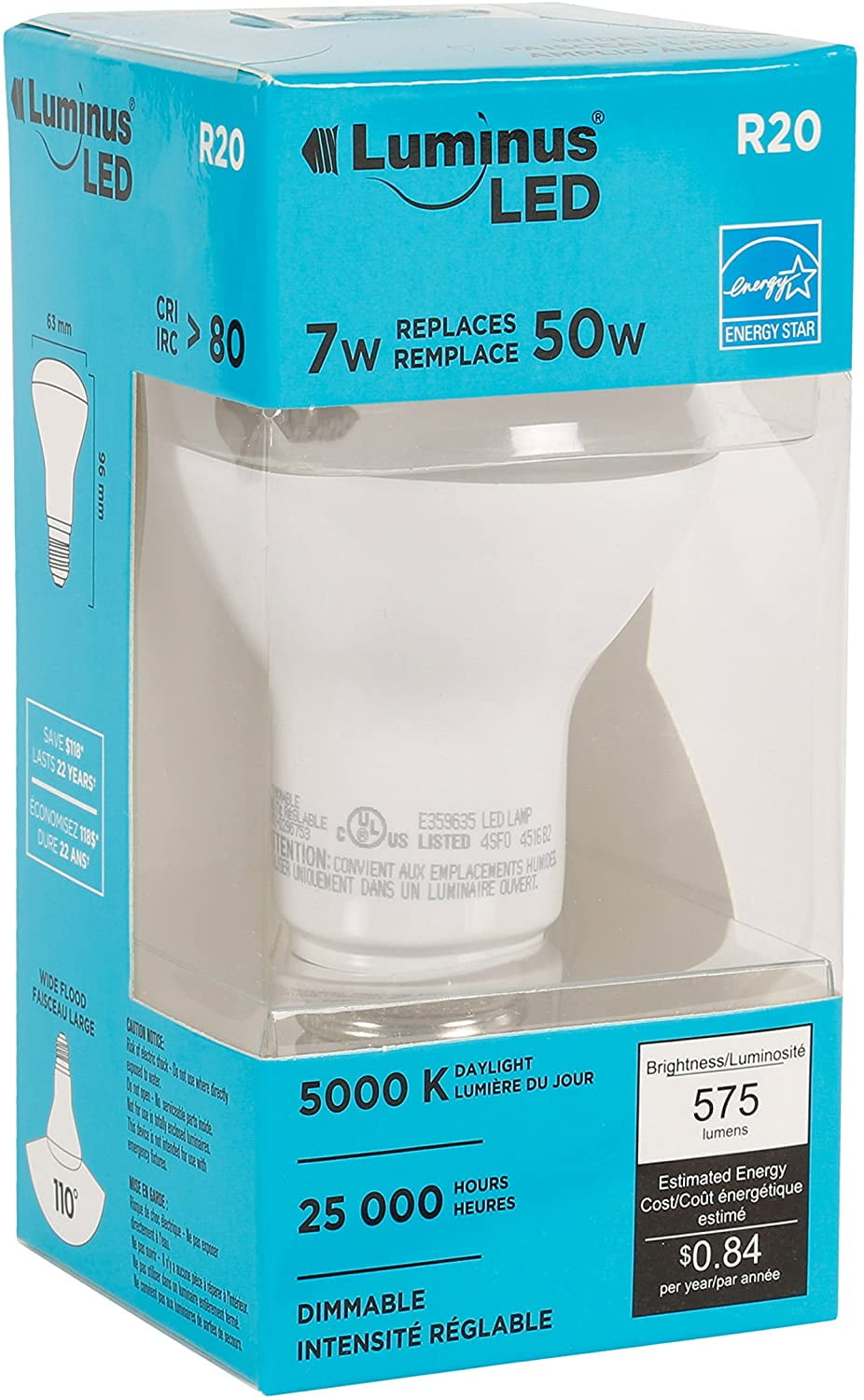 Luminus PLYC3725-7W (50W) 575 Lumens 5000K Dimmable Led Light Bulb-6 ...