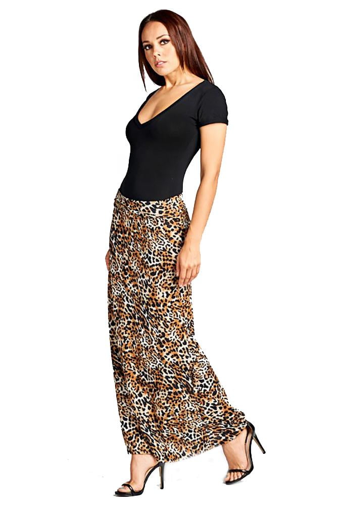 Animal Print Maxi Skirt Women's Fold Over Waist Made in USA - s ...
