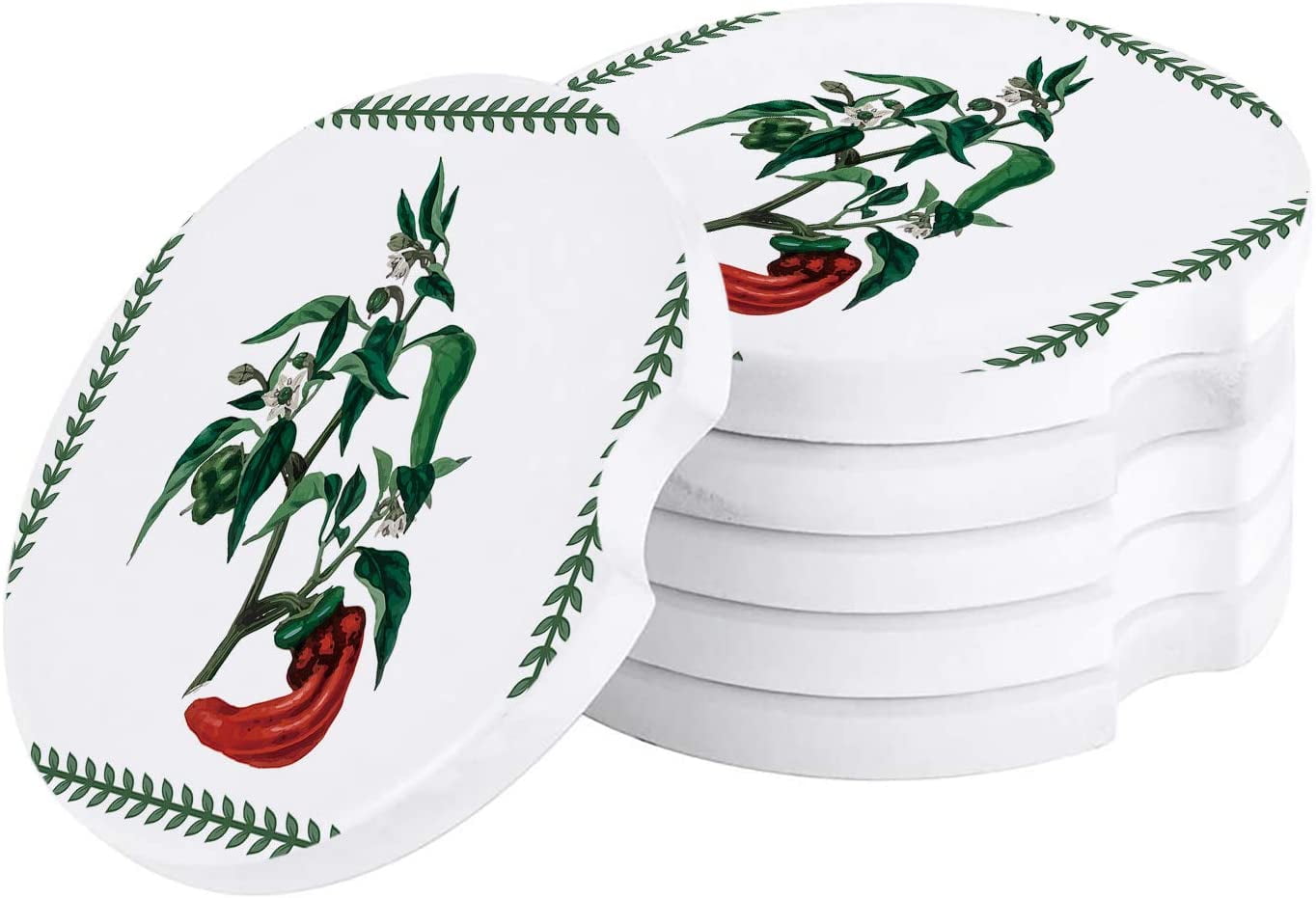 FMSHPON Plant Vegetable Chili Leaf Border Set of 2 Car Coaster for ...