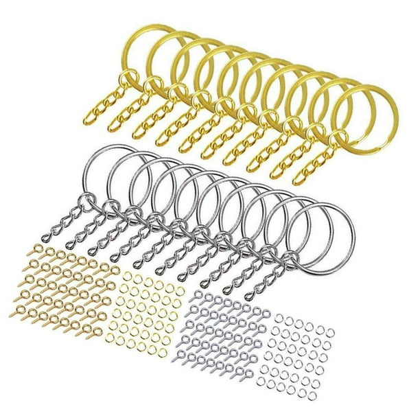 220 Pieces Keyrings Acrylic Eye craft key Pins key rings chains open ...