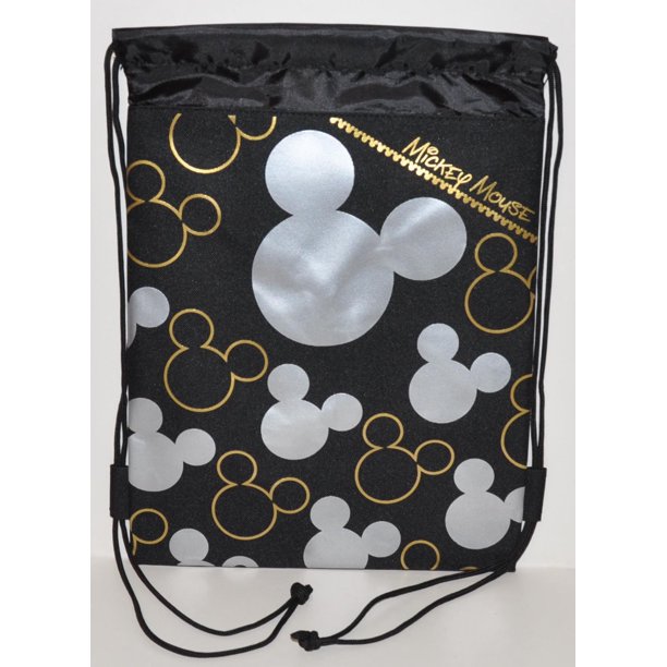 Disney Mickey Mouse Backpack Drawstring Sling Tote Bag- Silver ...