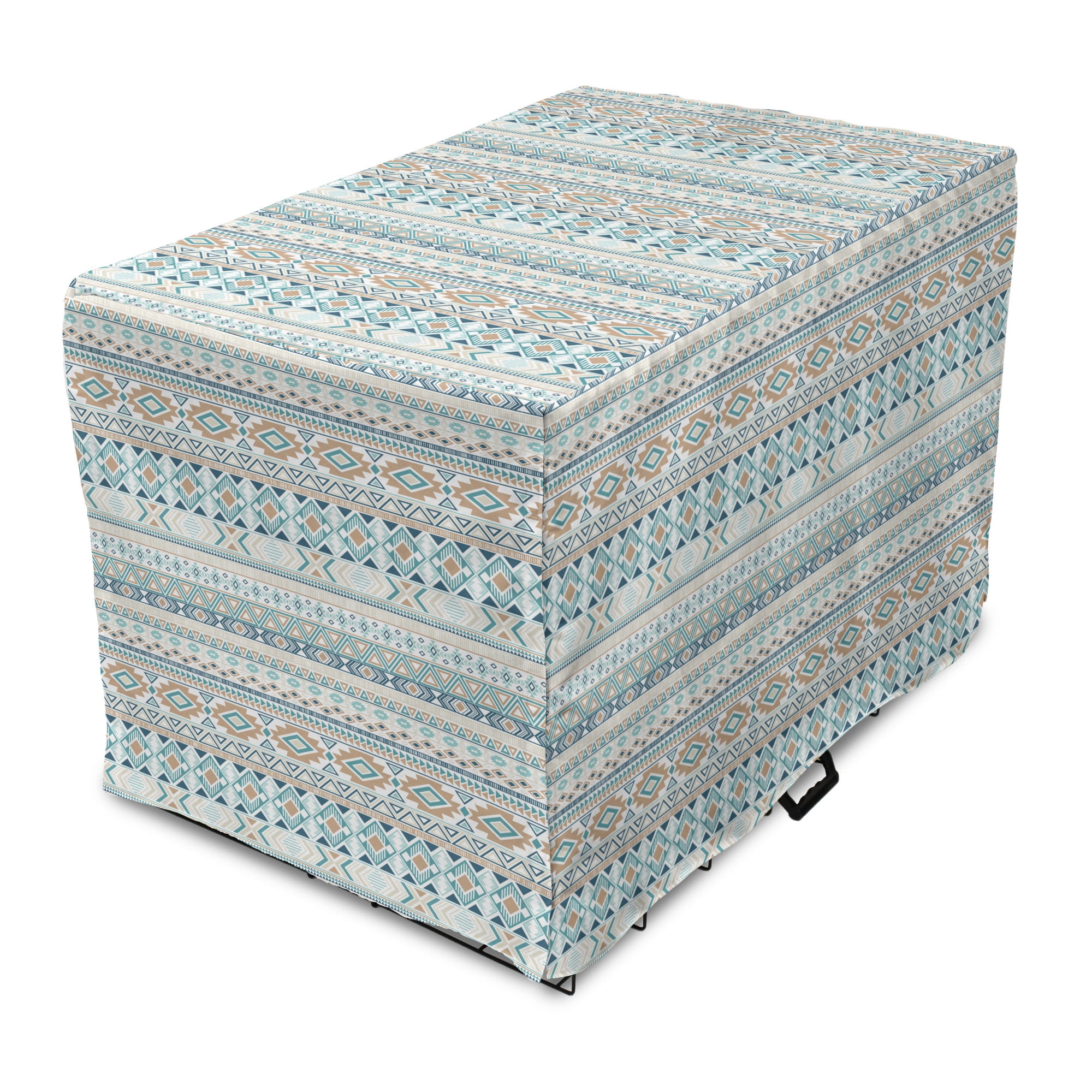 Aztec Dog Crate Cover, Geometric Print of Civilization Ornaments in ...