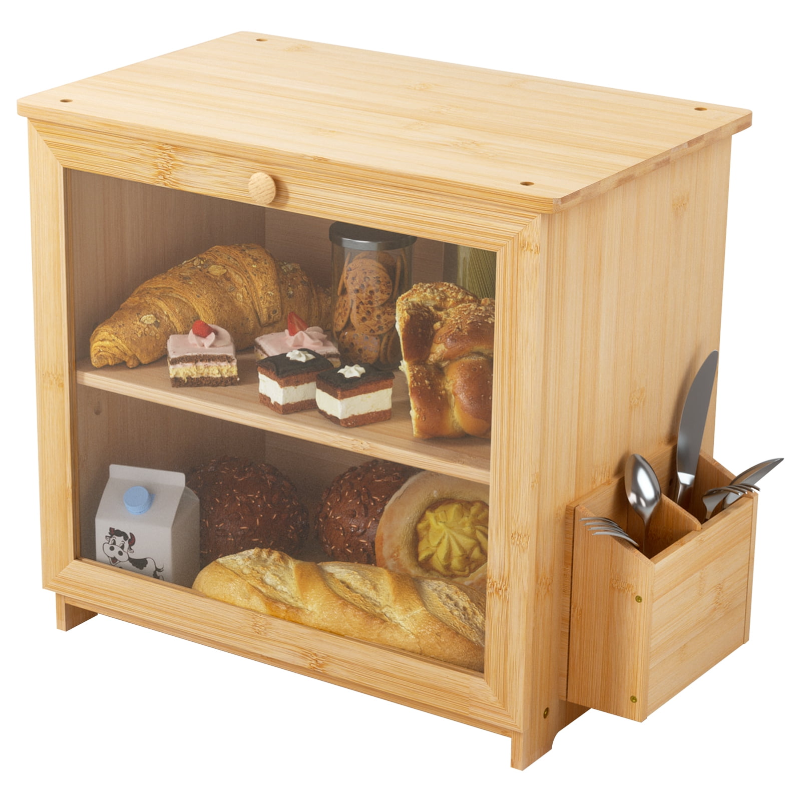 Buy Bamboo Bread Box 2 Layer Kitchen Countertop Bread Bin Cake Box ... Buy Bamboo Bread Box 2 Layer Kitchen Countertop Bread Bin Cake Box ...