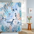 Bathroom Shower Curtain Watercolor Whale Jellyfish Starfish Waterproof ...