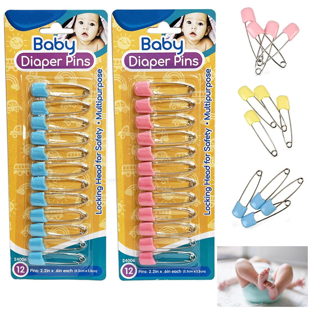 24 Pc Baby Diaper Pins Safety Pin Lock Cloth Changing Locking Clip ...