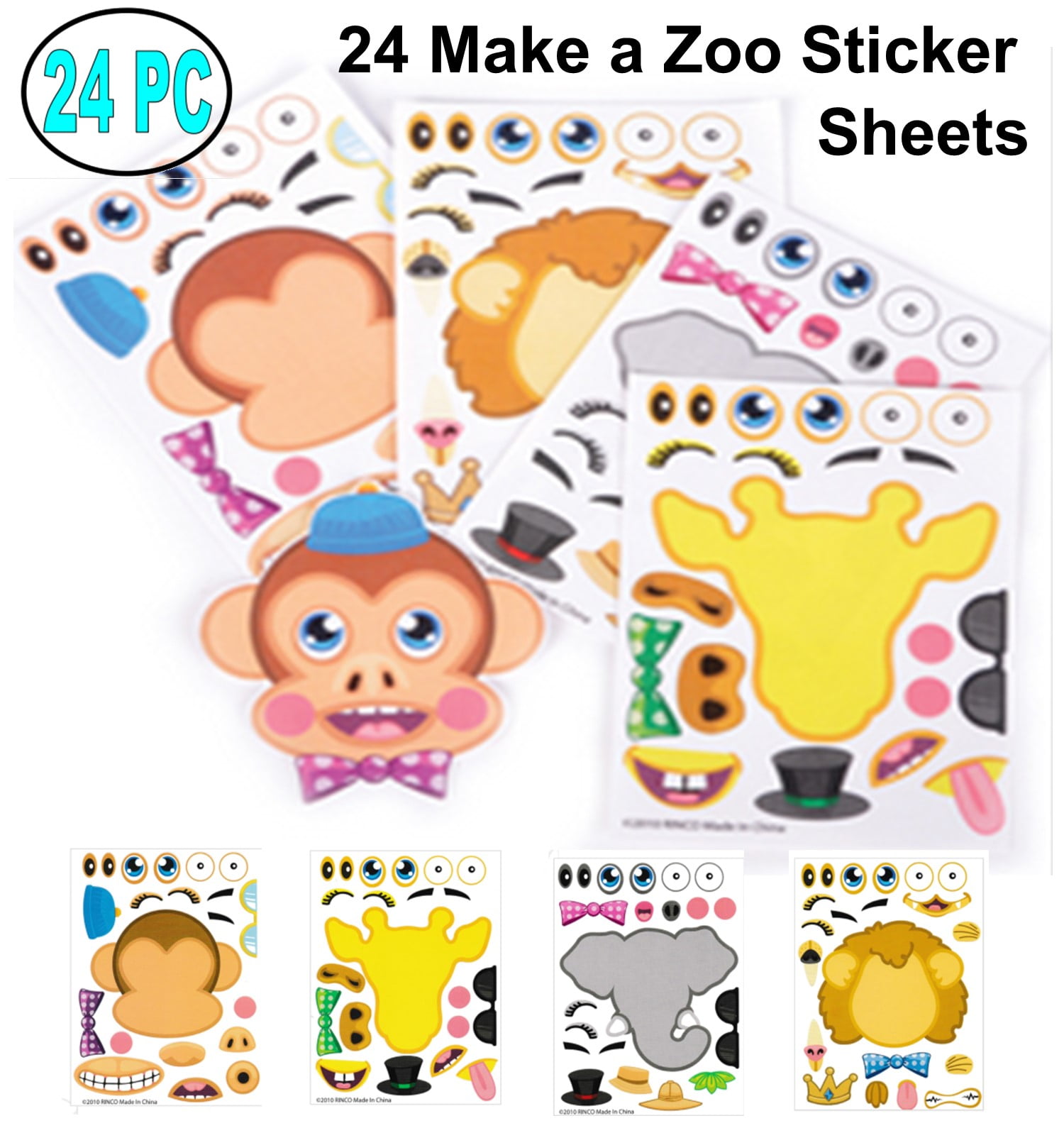 24 Zoo Make A Sticker Scene Sheets- Great for Kid's Easter Basket ...