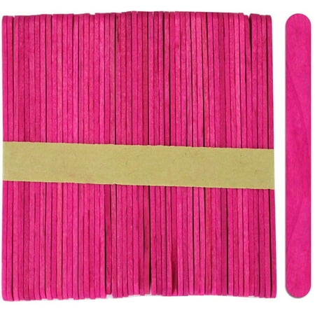 100 Sticks, Standard Wood Craft Popsicle Sticks 4.5 Inch (Pink ...