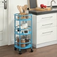 Mainstays 32" 3-Tier Rolling Round Kitchen Bar Storage Cart, Blue ...