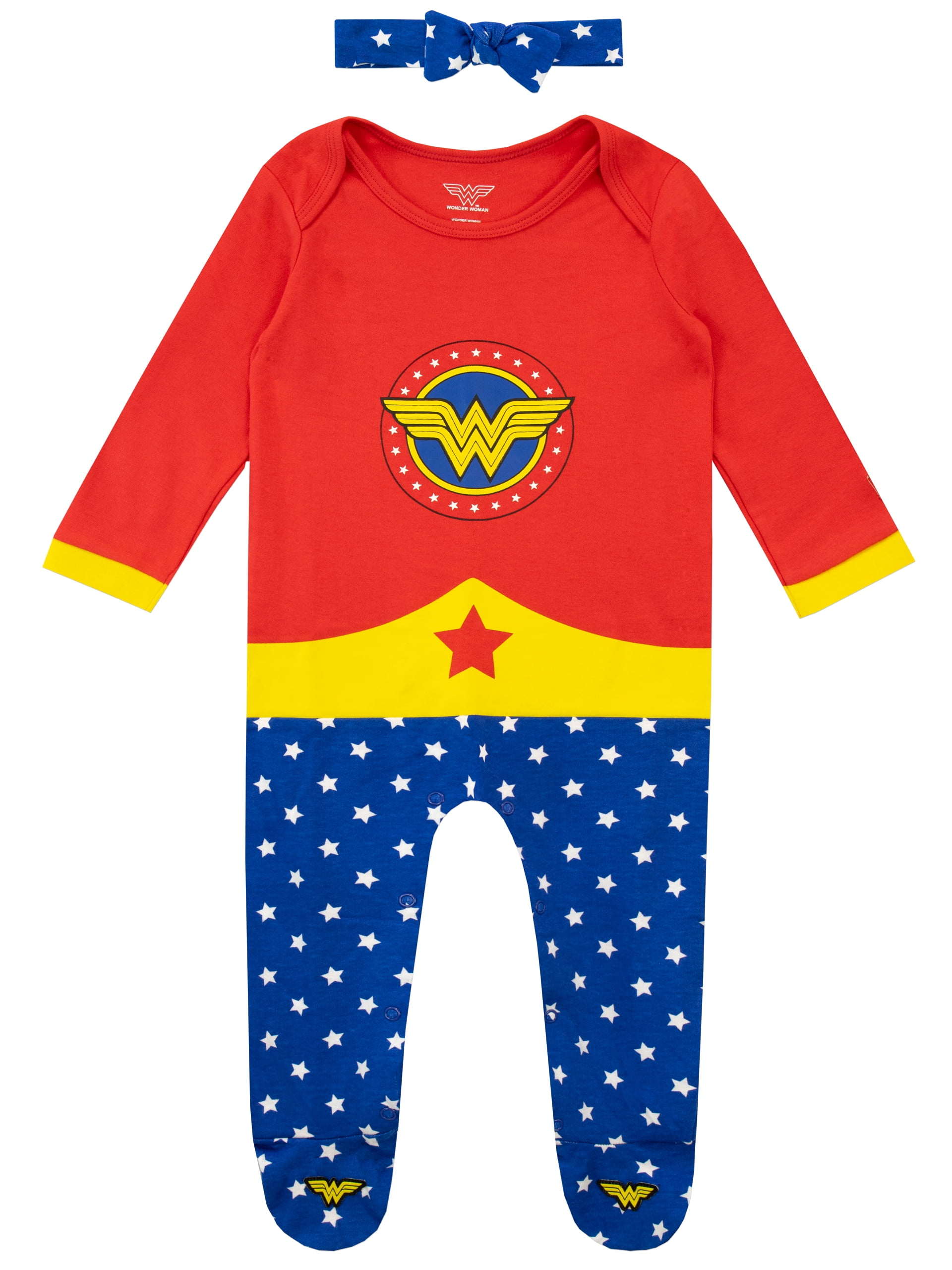 DC Comics Baby Girls Wonder Woman Footsie And Headband Set Red Sizes 0 ...