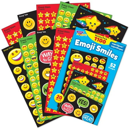 Trend Enterprises T-46932-3 Emoji Smiles Stickers Variety Pack - Pack ...