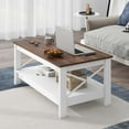 Dextrus Rustic Farmhouse Table, 2-Tier Wood, Open Storage Shelf, Home ...