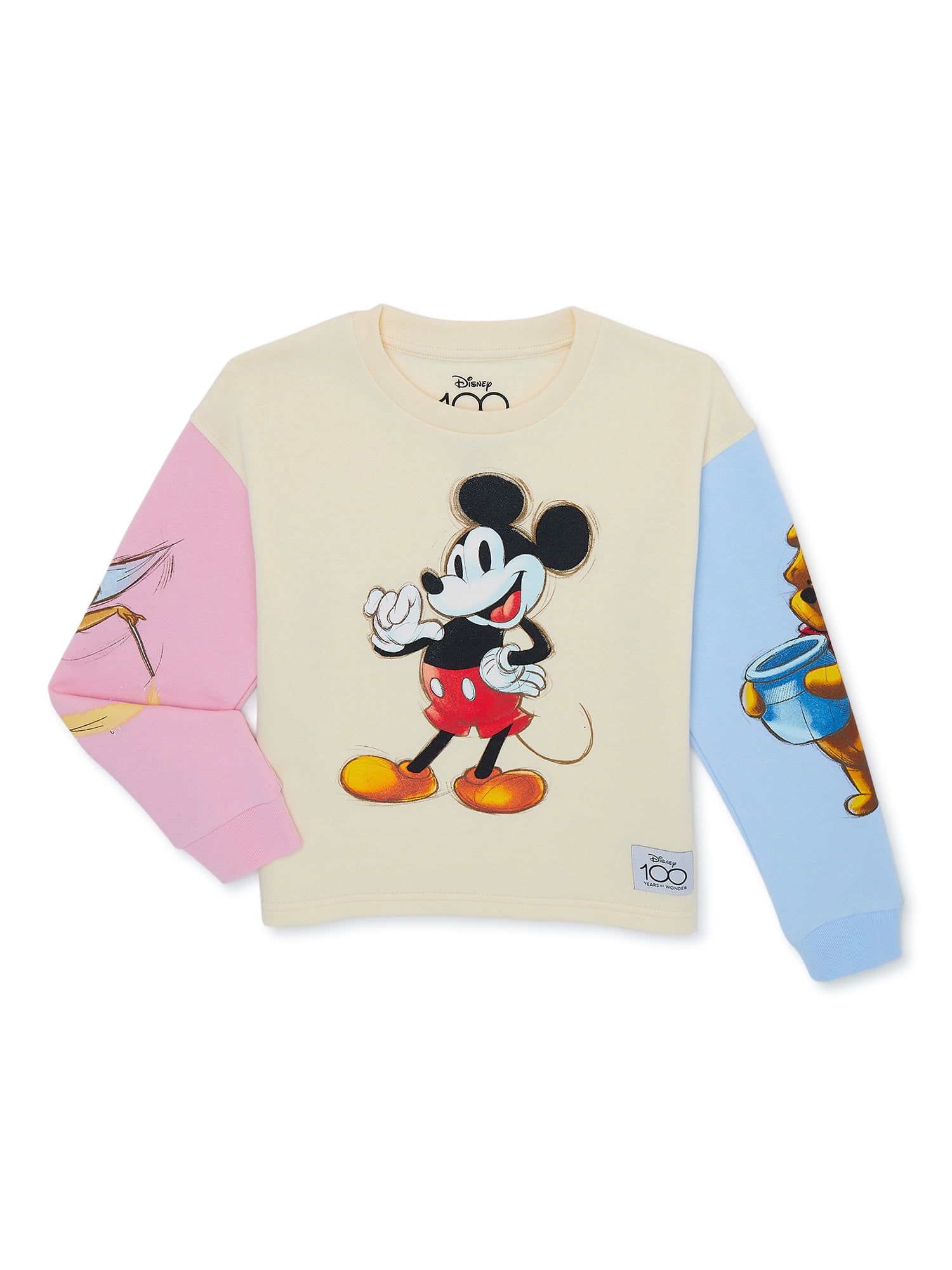 Disney Girls 100 Anniversary Graphic Crew Neck Sweatshirt, Sizes 4-16 ...