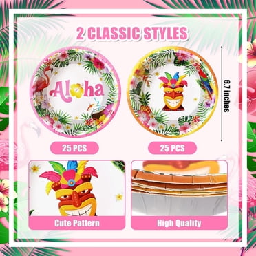 Atonofun Hawaiian Luau Party STF9 Supplies, Disposable Hawaiian Plates ...