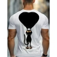 Adult 3D printed polyester fiber T-shirt, black cat pattern design ...