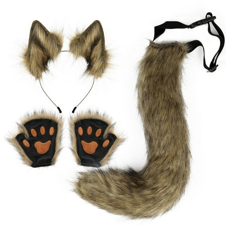 QUETO Fox tail cosplay accessories set plush birthday gifts hair ...