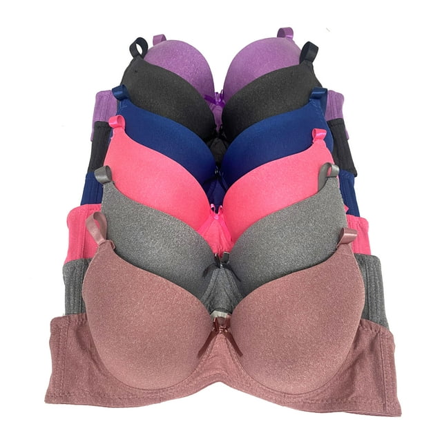 Women Bras 6 Pack of T-shirt Bra B Cup C Cup D Cup DD Cup DDD Cup 36B (S8611) - Walmart.com