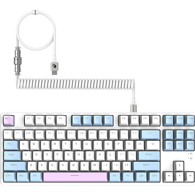 Ajazz AK873 Wired Hot Swappable Mechanical Keyboard, Coiled Cable, 22 ...