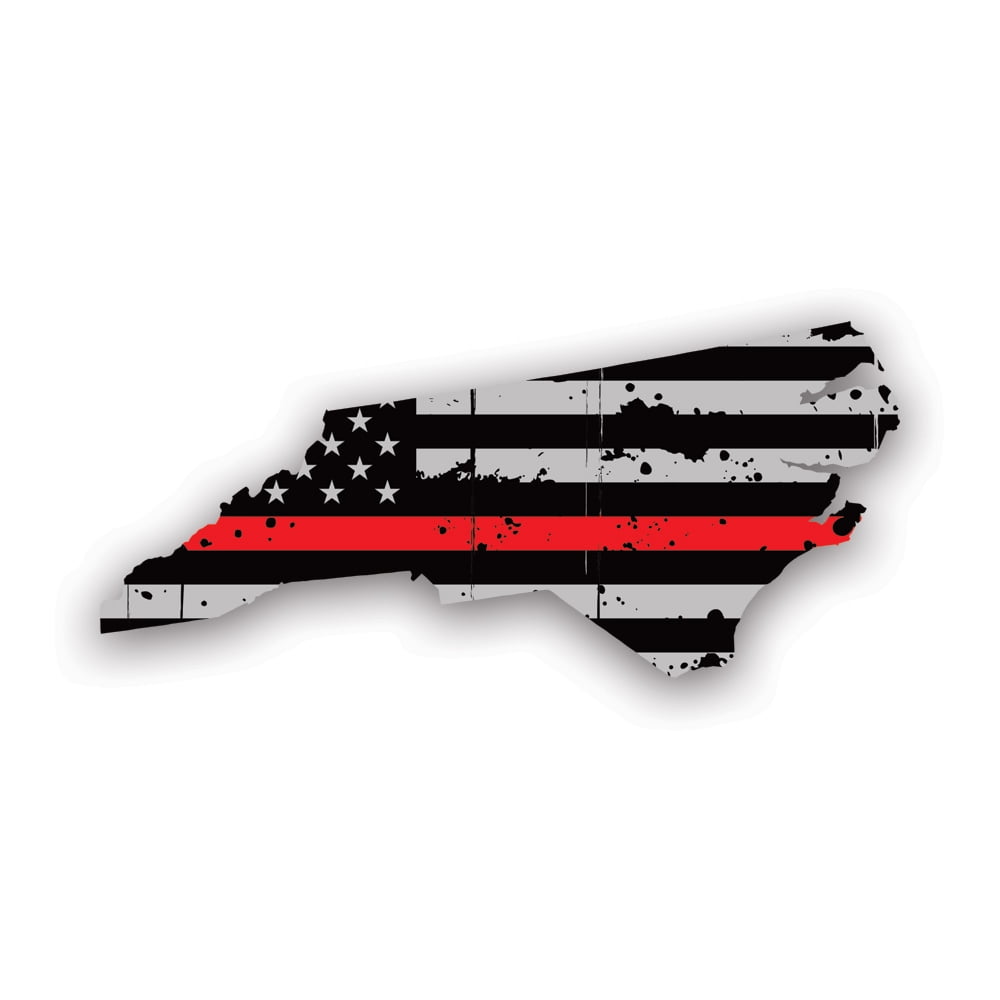 Distressed North Carolina State Shaped Subdued US Flag Thin Red Line ...