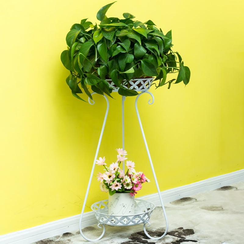 Garfans 2 Layers Metal Plant Stand Indoor Flower Rack Outdoor Plant ...