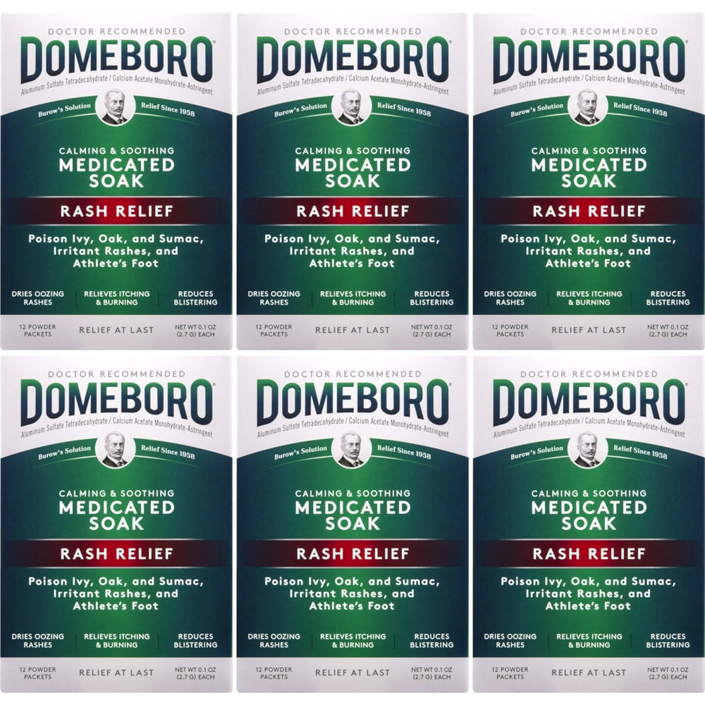 6 Pack - Domeboro Soothing Soak Rash Relief Astringent, one box of 12 ...
