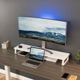 VIVO White Wood Computer Screen Lift with Storage, 39" Wide Ergonomic ...