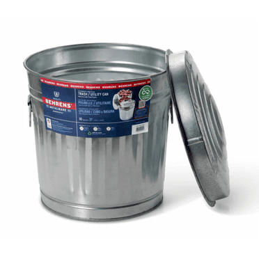 Behrens 6-Gallon Galvanized Steel Locking Lid Trash Can, Metal Outdoor ...